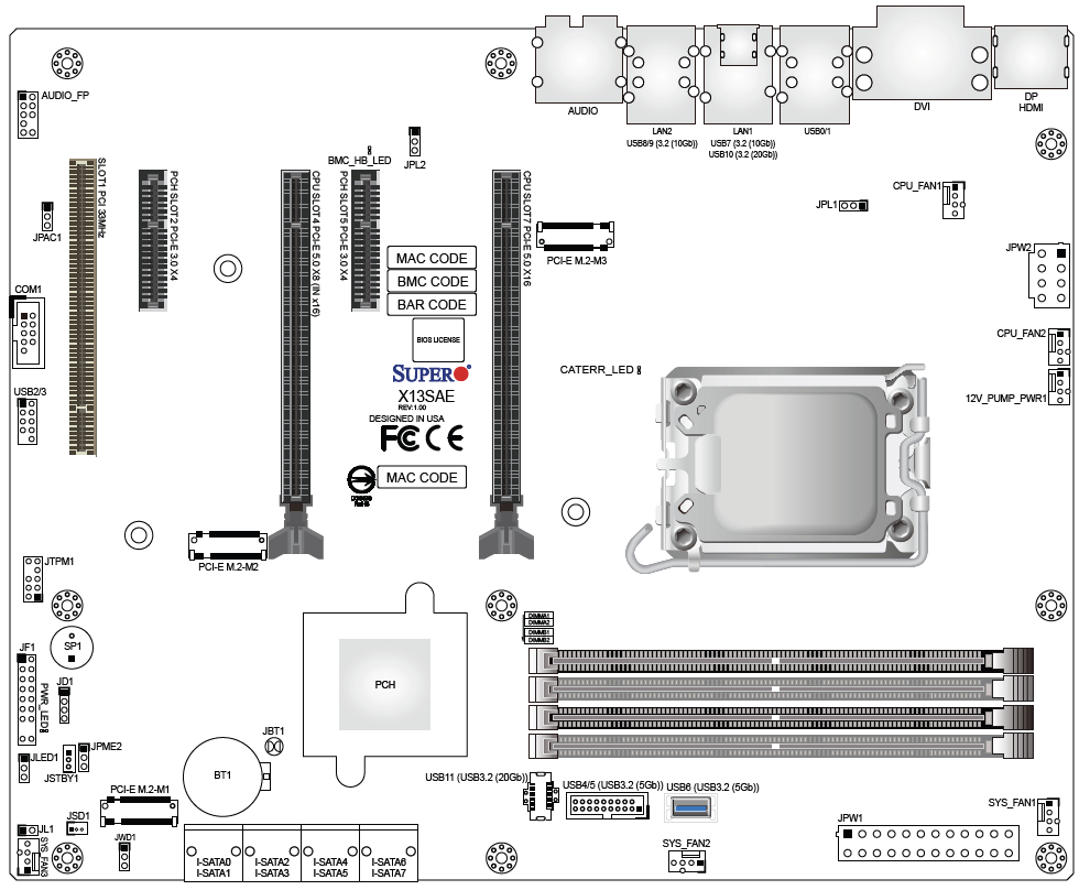 Supermicro Server Mainboard X13SAE (MBD-X13SAE-B)